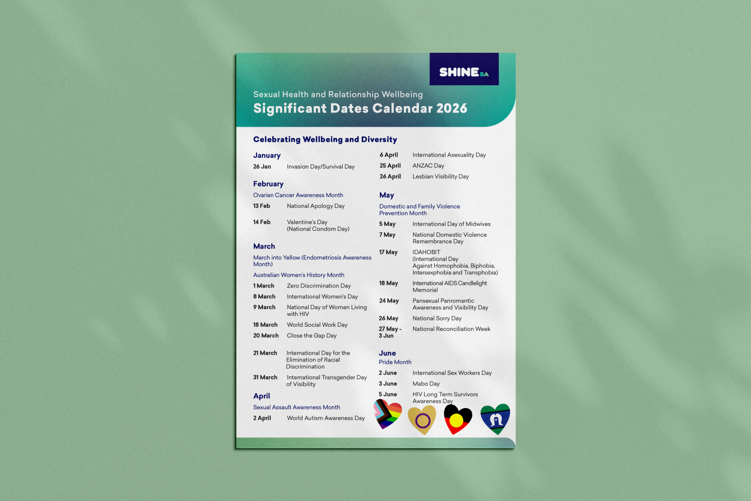 Sexual Health Significant Dates Calendar 2026 - SHINE SA